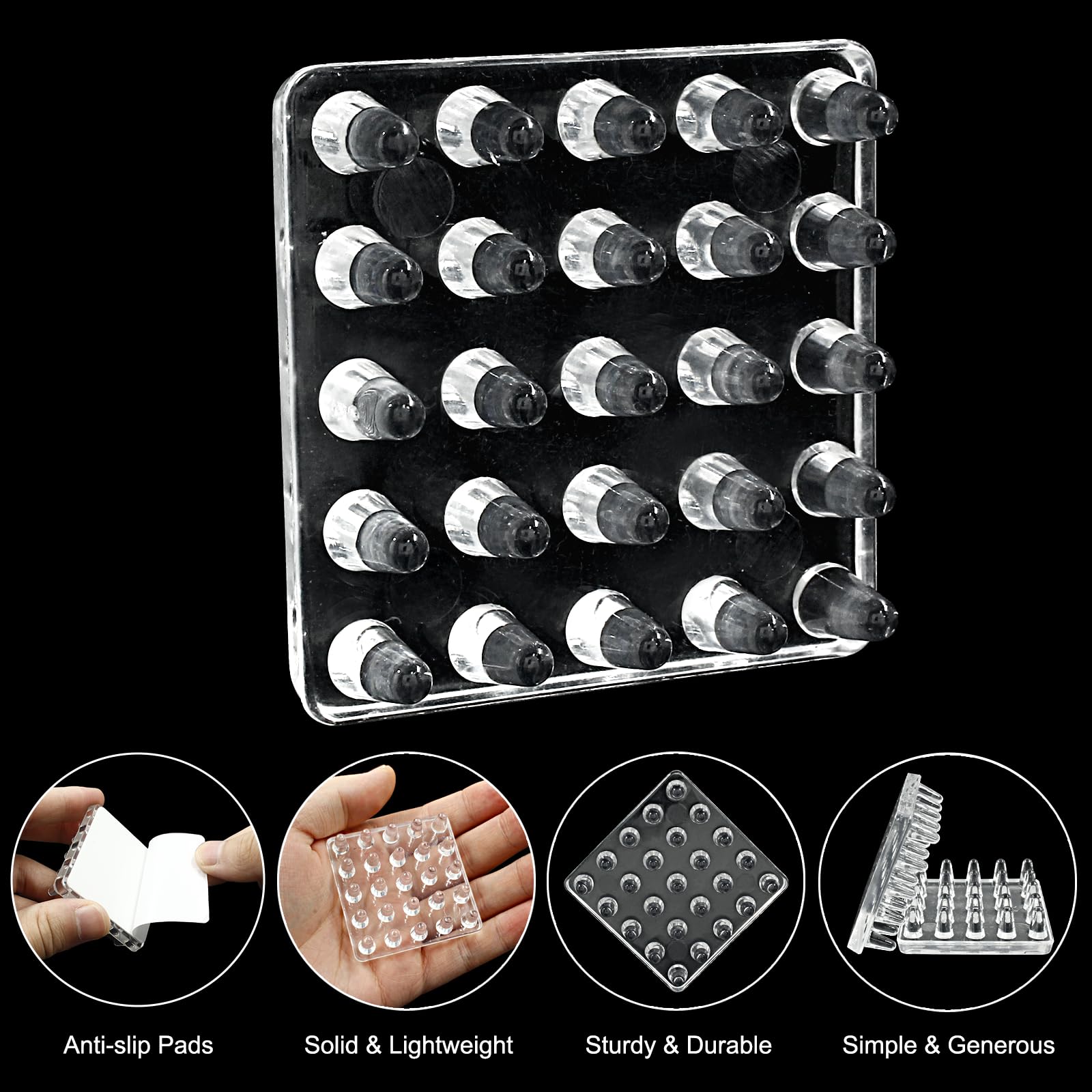 Biaungdo 12 Pcs Self Stick Carpet Protector Spiked Caster Cups, Clear Plastic Caster Cups Square Carpet Protectors Comfortable Touch Caster Cup for Sofas/Chairs/Tables/Other Furniture(50mmx50mm)