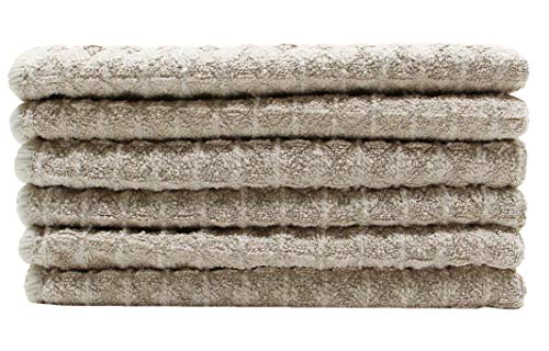 VeraSong Microfiber Kitchen Cleaning Cloth Thick Dish Rags Waffle Weave Washcloths Dish Cloths Ultra Absorbent Odor Free 12inch X 12inch 6 Pack Khaki