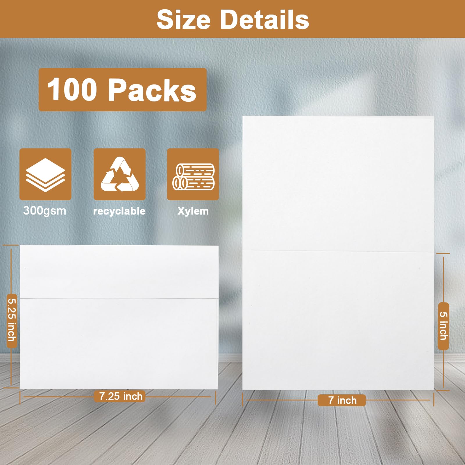 Silunkia 100 Packs White Blank Note Cards and Envelopes 5 x 7 Folded Cardstock and A7 Envelopes Self Seal for Wedding Invitations, Party, DIY Greeting Cards, Thankgiving Cards, Baby Shower