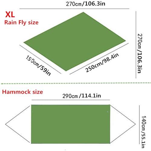 Camping Hammock with Rain Fly Tarp and Mosquito Net with Tree Straps,1/2 Person Portable Hammocks with Rain Cover for Indoor Outdoor Backpacking Hiking Travel Yard Activities Green