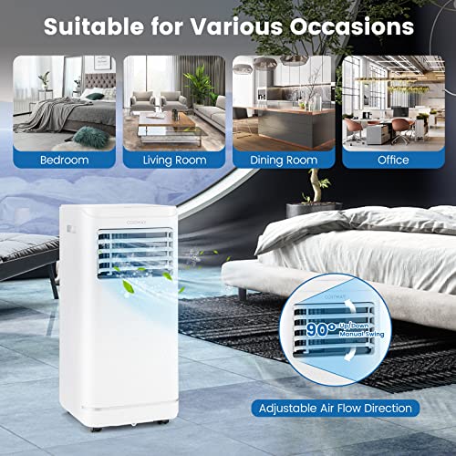 COSTWAY 10000 BTU Portable Air Conditioner, Personal AC Unit with Dehumidifier & Fan Mode, Sleep Mode, 24H Timer, LED Display, Child Lock, Remote Control, Cool Rooms up to 350 Sq.Ft (10000BTU)