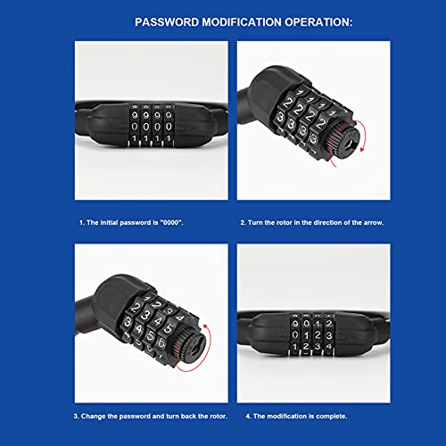 Bike Lock, Waterproof and Dustproof Bike Cable Lock Lightweight and Portable for Cycling(Black)