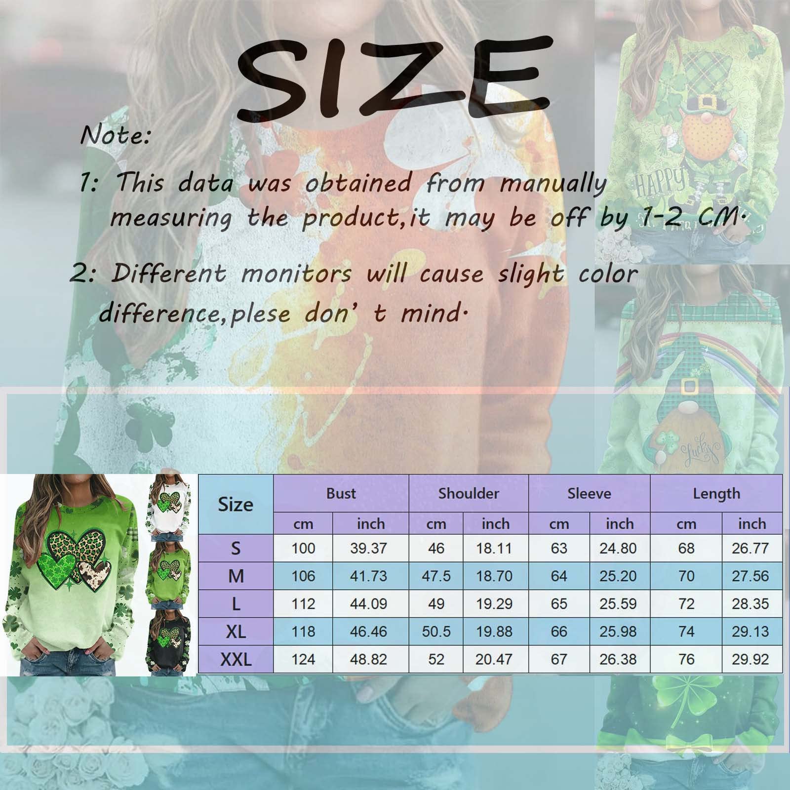 CGGMVCG Womens St Patricks Day Sweatshirt Top Long Cute Printed Sleeve Round Comfortable St Patricks Day Tops for Women, Z03 White, XL