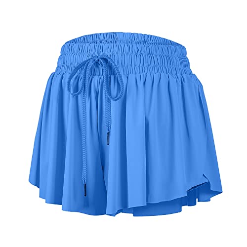 Flowy Athletic Shorts for Women Gym Yoga Workout Running Exercise Sweat Spandex Cute Tennis Skirt Womens Comfy Lounge Preppy Trendy Clothes Casual Summer(S, Blue)