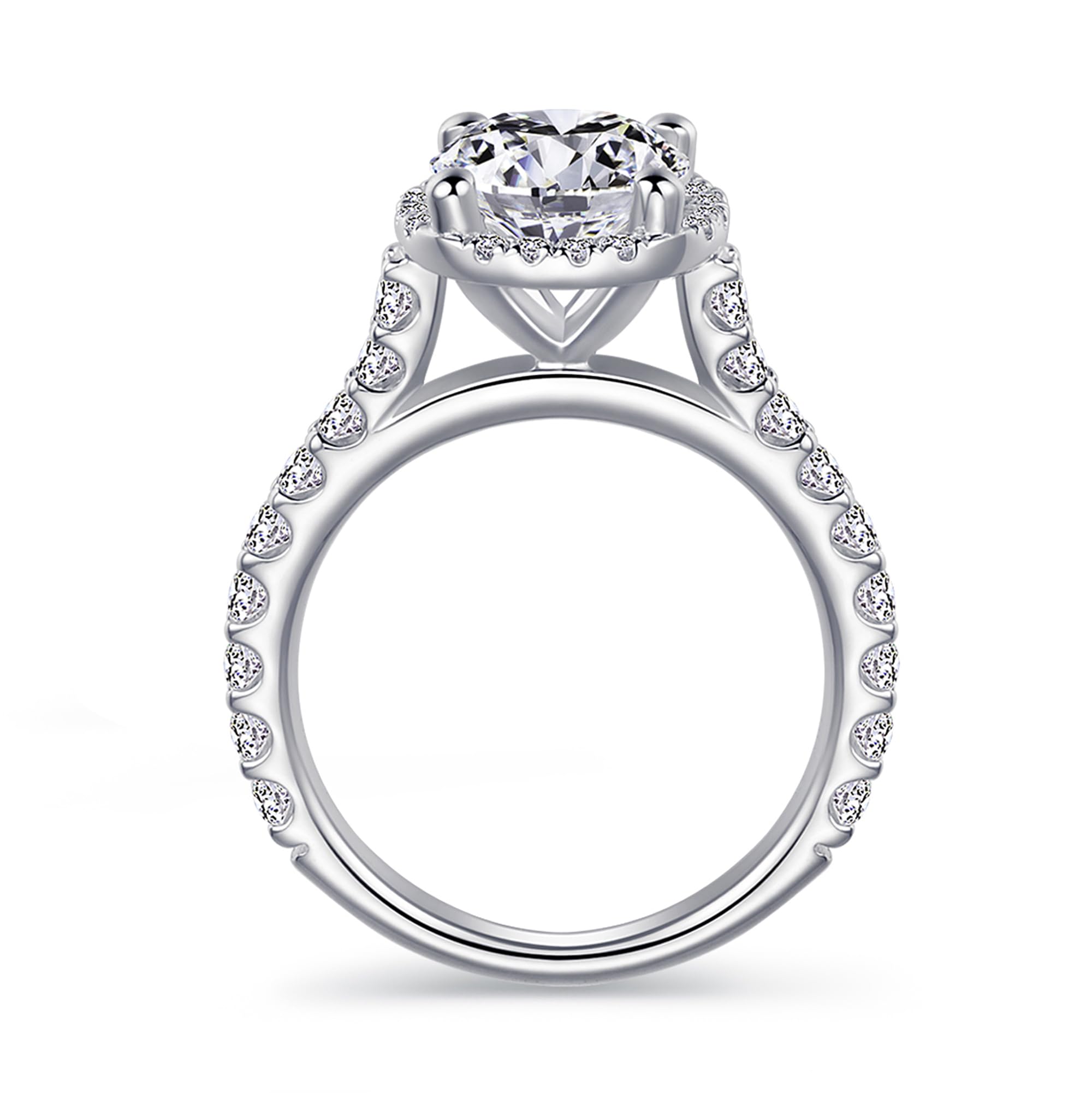 CGSRING 2 Carat Moissanite Engagement Ring 2ct Round Cut Moissanite Rings Round Cut Halo Engagement Ring (7)