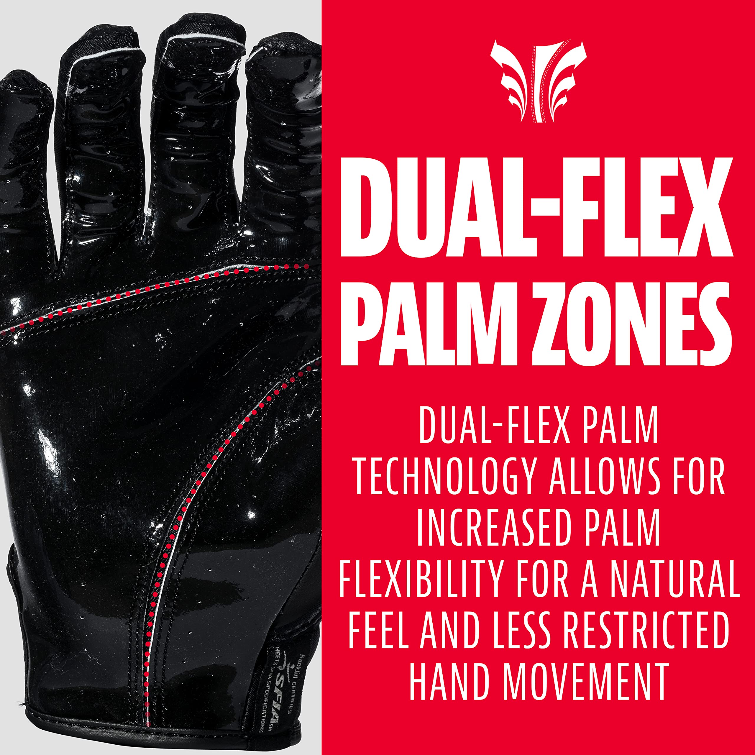 Franklin Sports Hi-Tack Premium Football Receiver Gloves - Black - Youth Medium