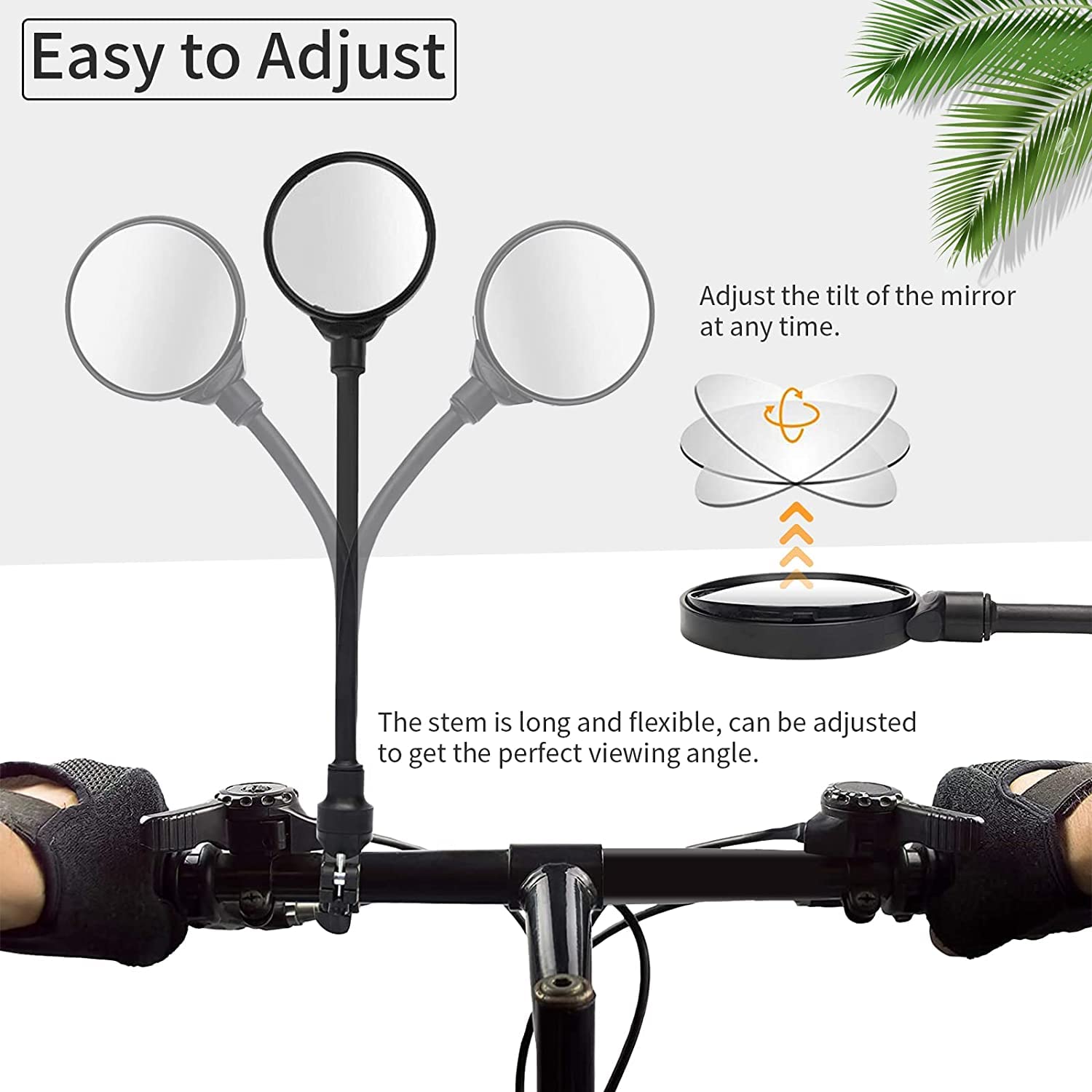 Bike Mirror Handlebar Mount 2 Pack,360°Rotatable Adjustable Handlebar Rear Bicycle Mirrors,HD Convex Round Bike Rear View Mirrors for Mountain Road Bikes Electric Bicycle Motorcycle