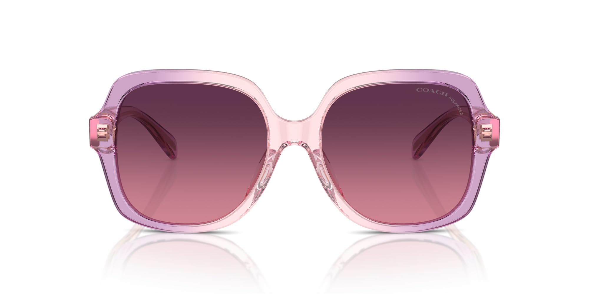 COACH Women's HC8395U Universal Fit Square Sunglasses, Amethyst/Pink Gradient/Burgundy Gradient Polarized, 54 mm