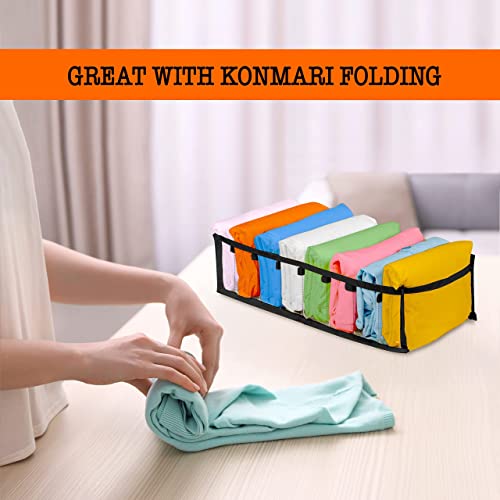 MAGIC HOME USA Drawer organizer, 4 piece set, soft plastic, closet organizers and storage, drawers dividers for clothes, transparent with black edge, works with KonMari folding method (Black)