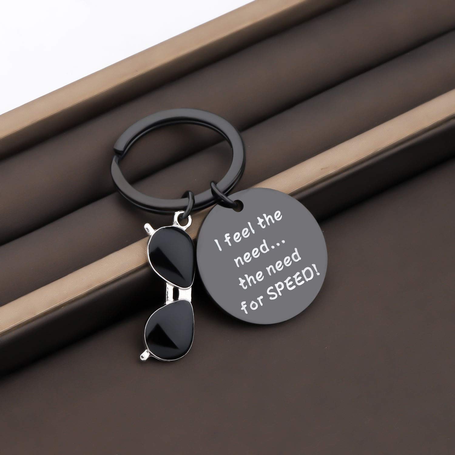 CENWA I Feel The Need The Need for Speed Aviator Glasses Charm Keychain Movie Gift for Fans(I Feel The black-K)