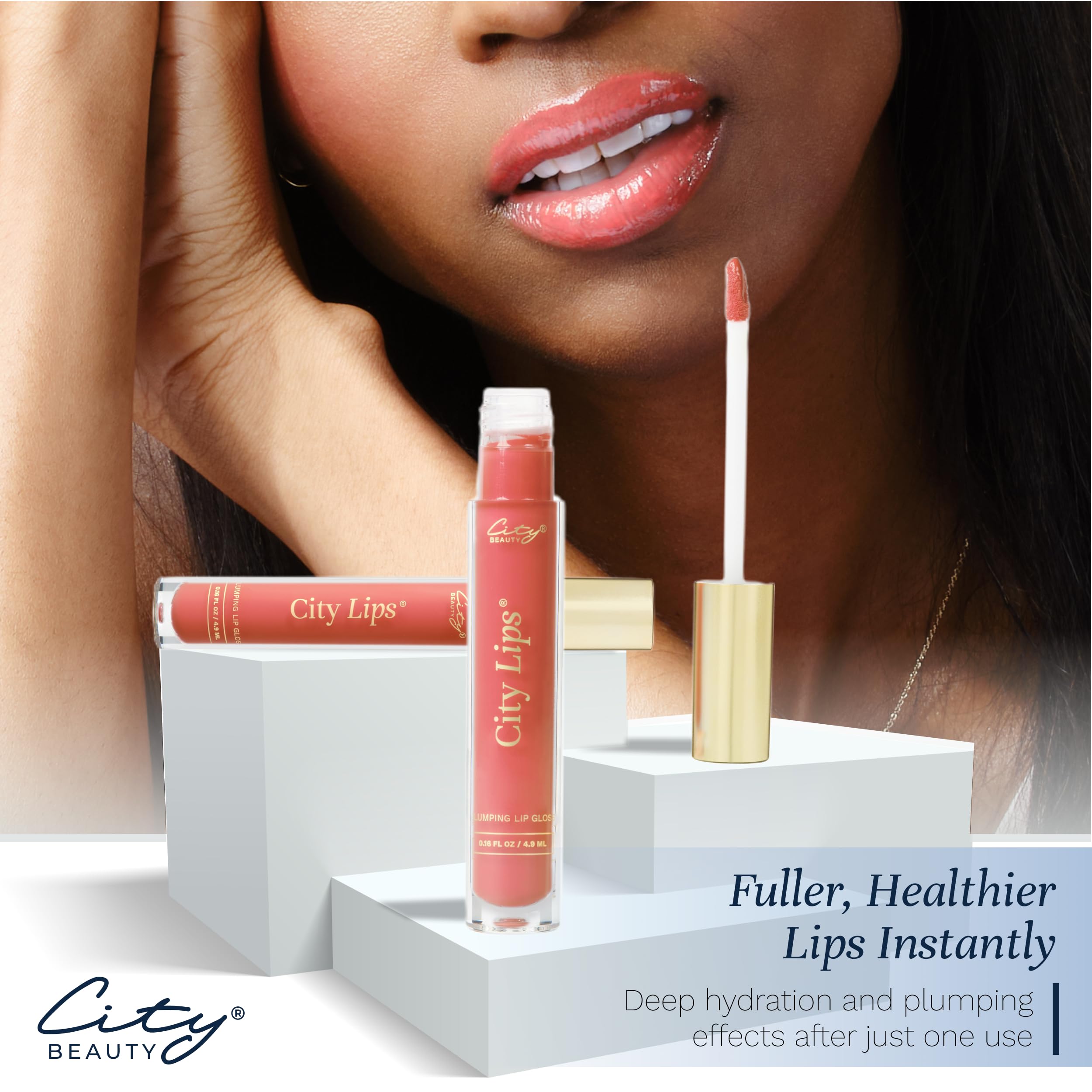 City Beauty City Lips - Plumping Lip Gloss - Hyaluronic Acid & Peptides Hydrate & Volumize (Dusty Rose)