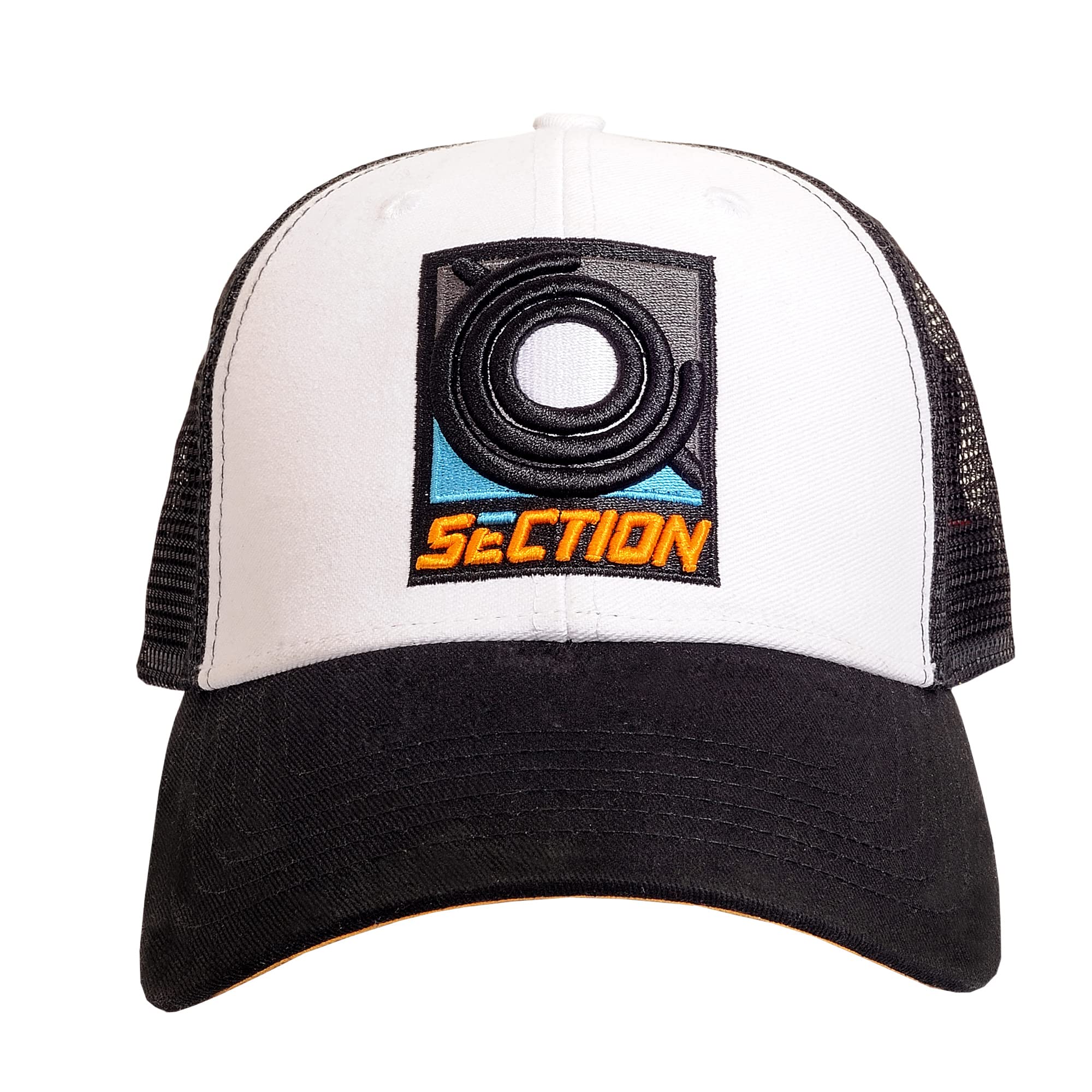 CITY OWNER Black Trucker Hat - Structured Trucker Cap with Black Mesh and Orange & Azure Logo - Adjustable Mesh Caps for Men and Women - Breathable Cotton for All-Day Comfort
