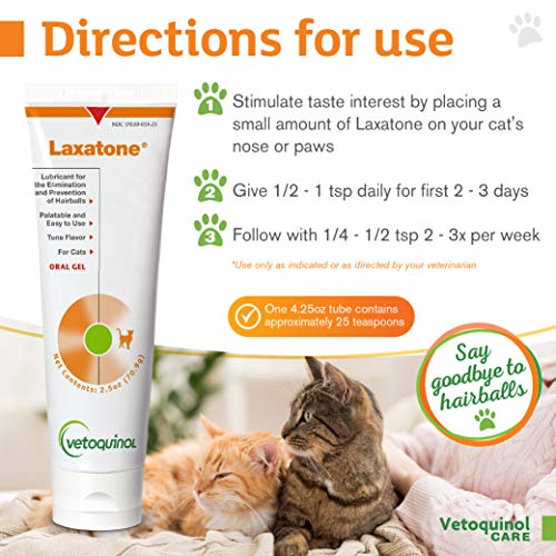 Vetoquinol Laxatone: Oral Hairball Lubricant Gel for Cats β Tuna-Flavored, 2.5oz