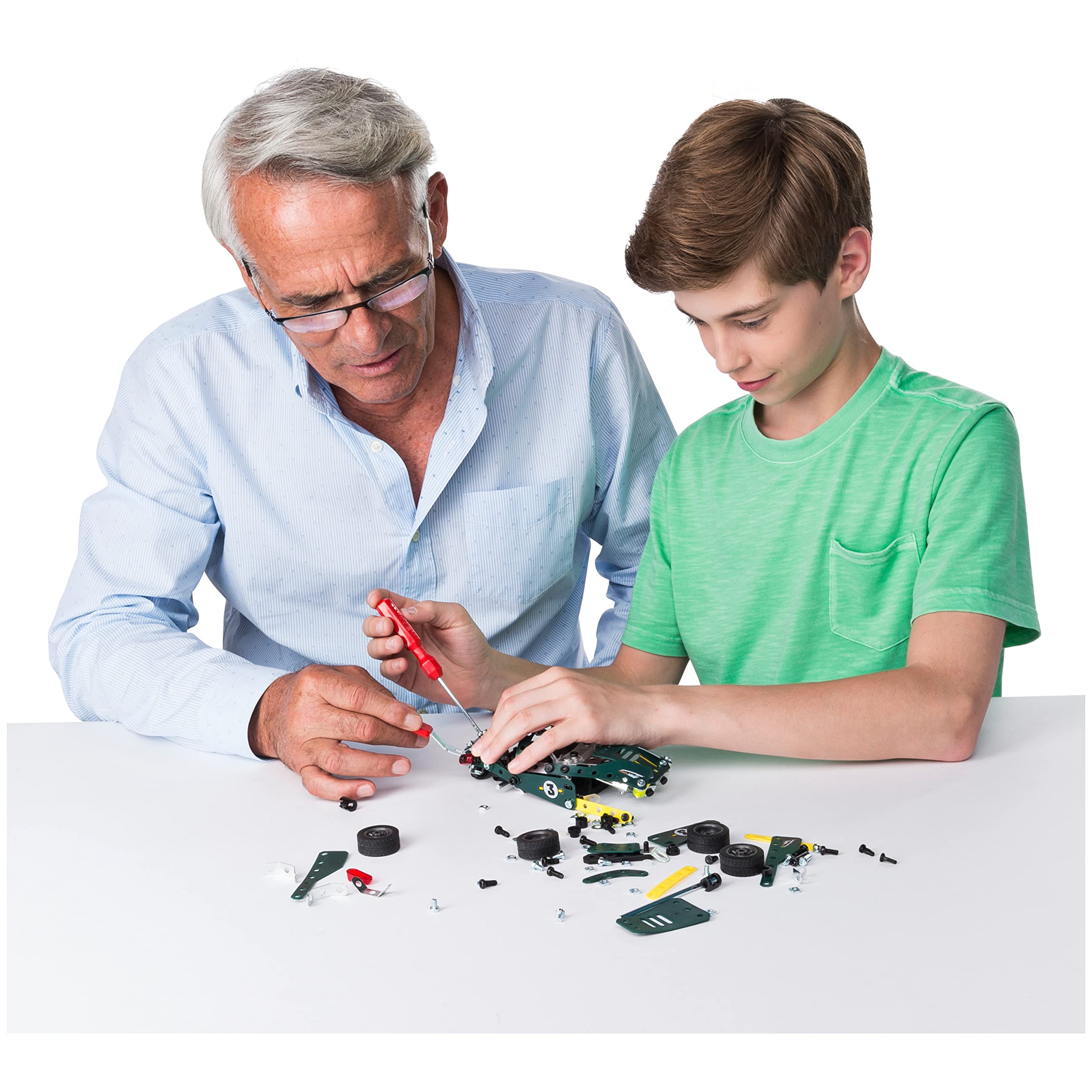 Meccano by Erector 5 in 1 Roadster Pull Back Car Building Kit, STEM Engineering Education Toy for Ages 8 and up