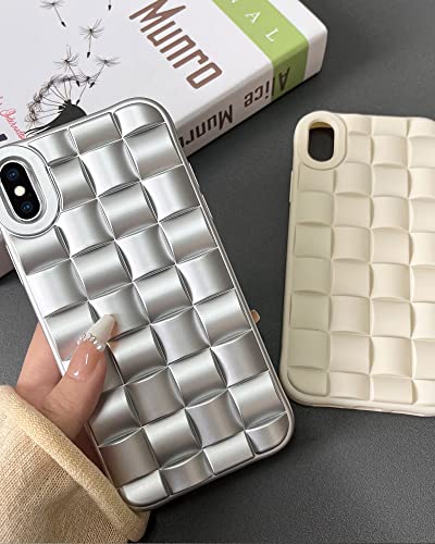 Ginkgonut Compatible with iPhone X/XS Case for Women/Girls, Cute 3D Laid Desgin Soft Silicone Shockproof Raised Bumper Corners Case for iPhone X/XS(Silver)