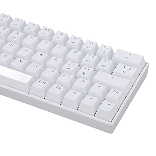 Computer Keyboard, 64 Keys Ergonomic Design Triple Mode Long Battery Life Mechanical Gaming Keyboard White for Home for Office for Gaming(Red Switch)