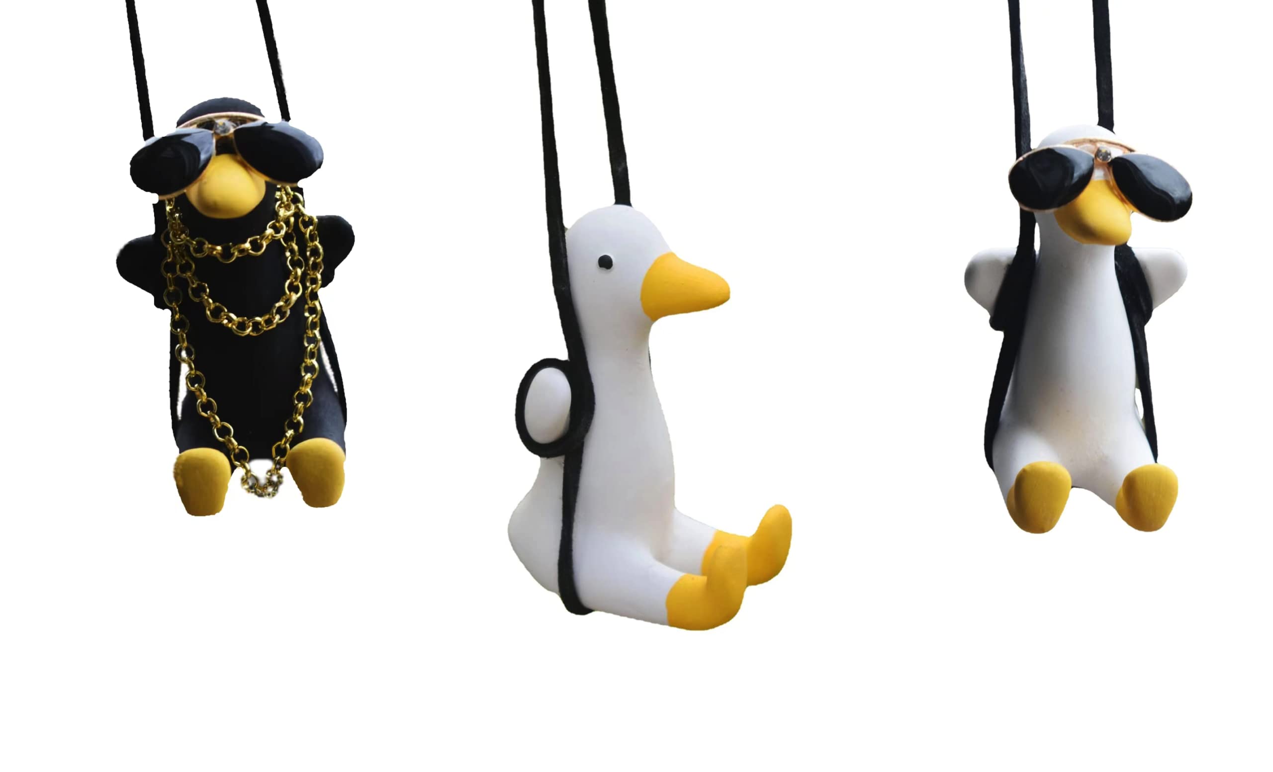Ceramic (3 Pack) Swinging Duck Car Hanging Ornament