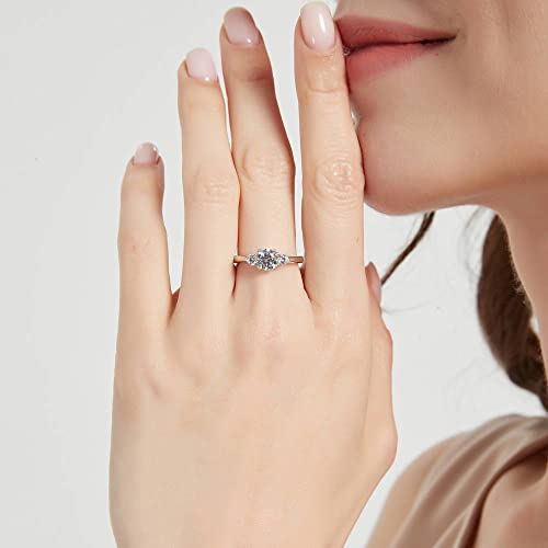 BERRICLE Sterling Silver 3-Stone Wedding Engagement Rings Round Cubic Zirconia CZ Anniversary Promise Ring for Women, Rhodium Plated Size 7