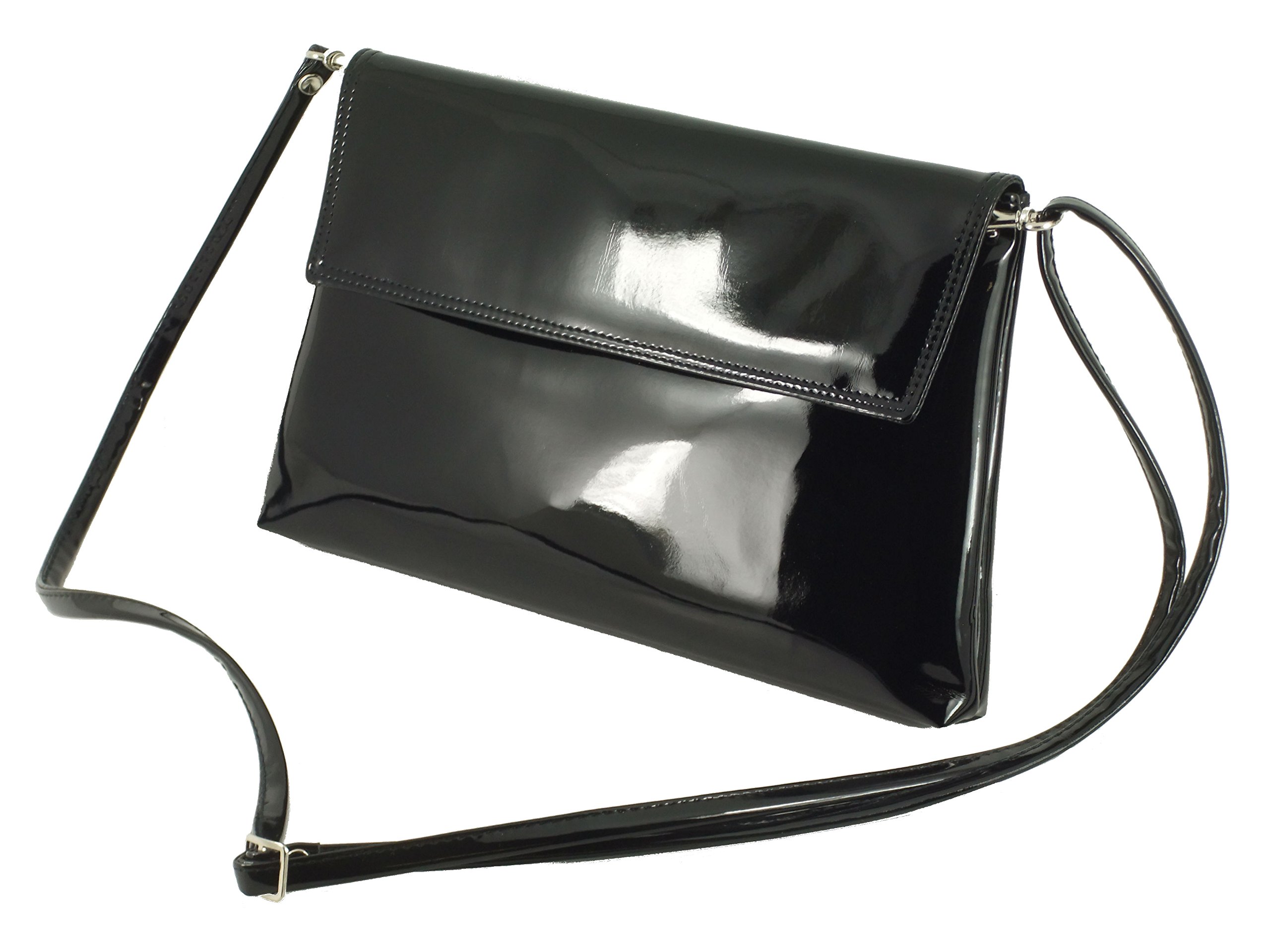 LONI Womens Charming Clutch Purse Shoulder Cross-body Bag Faux Suede in Charcoal Grey