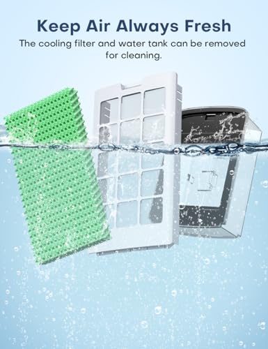 Evaporative Air Cooler, BALKO 3-IN-1 Windowless Swamp Cooler w/ 0.8 Gal Detachable Water Tank, 7H Timer & Remote, 4 Ice Pack, 70° Oscillation, Ductless Air Conditioner Portable for Room Indoor Office