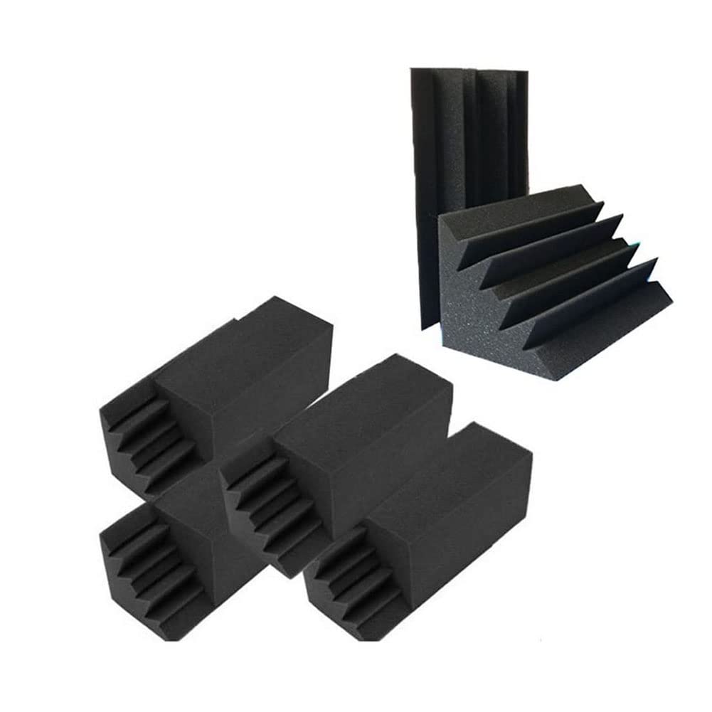 Burdurry New 8 Pack of 4.6 in X 4.6 in X 9.5 in Black Soundproofing Insulation Bass Trap Acoustic Wall Foam Padding Studio Foam Tiles (8PCS, Black)