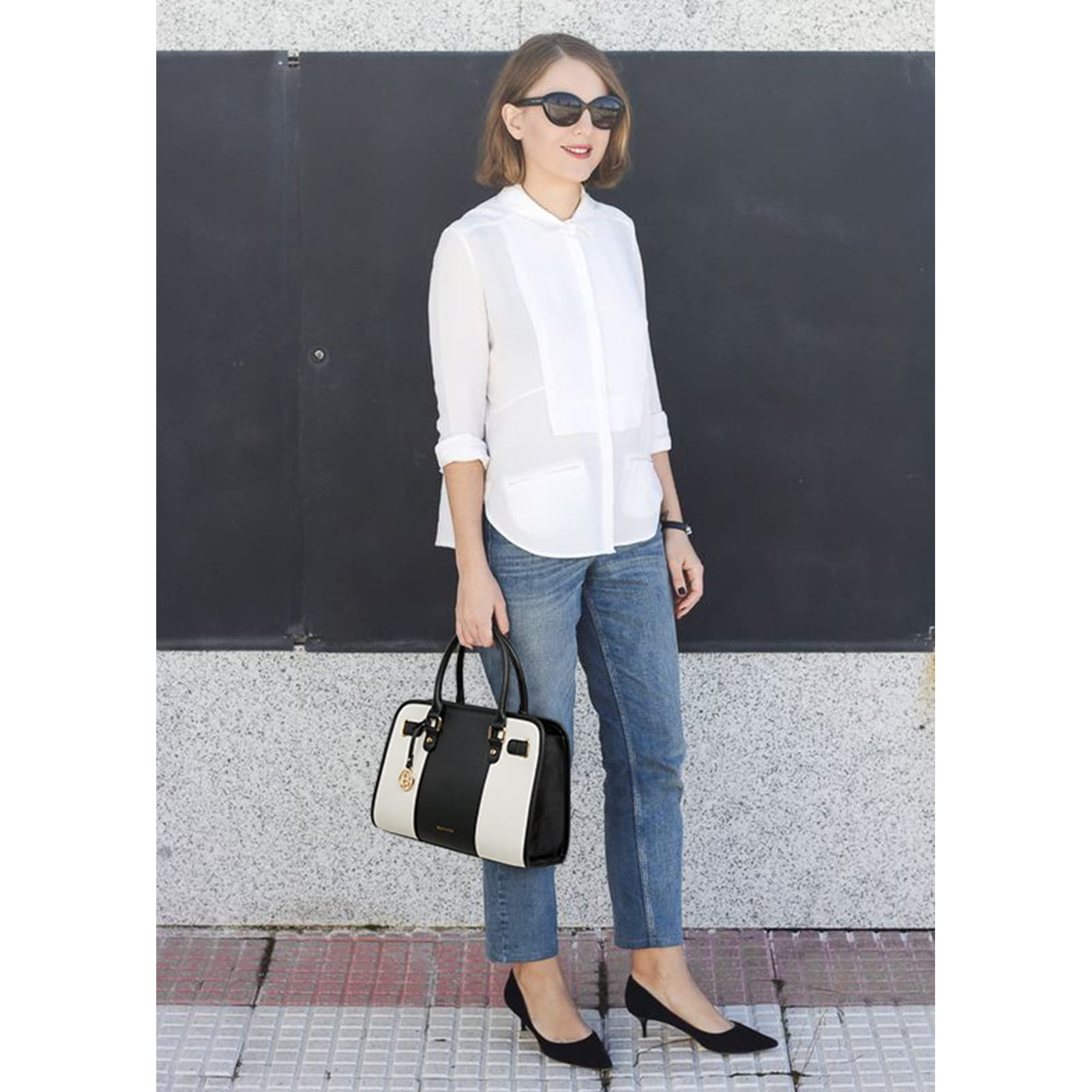 BOSTANTEN Leather Handbags for Women Fashion Satchel Purses Top Handle Tote Work Shoulder Bags Crocodile Pattern