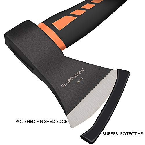 Chopping Axe, 15β Camping Outdoor Hatchet for Wood Splitting and Kindling, Forged Carbon Steel Heat Treated Hand Maul Tool