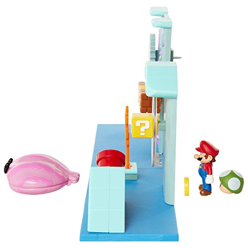 Nintendo Super Mario Deluxe Underwater Playset with 5 Interactive Environmentpiece β Includes 2.5β Mario Figure, 1-Up Mushroom Accessory & Warp Pipe Coin Launcher
