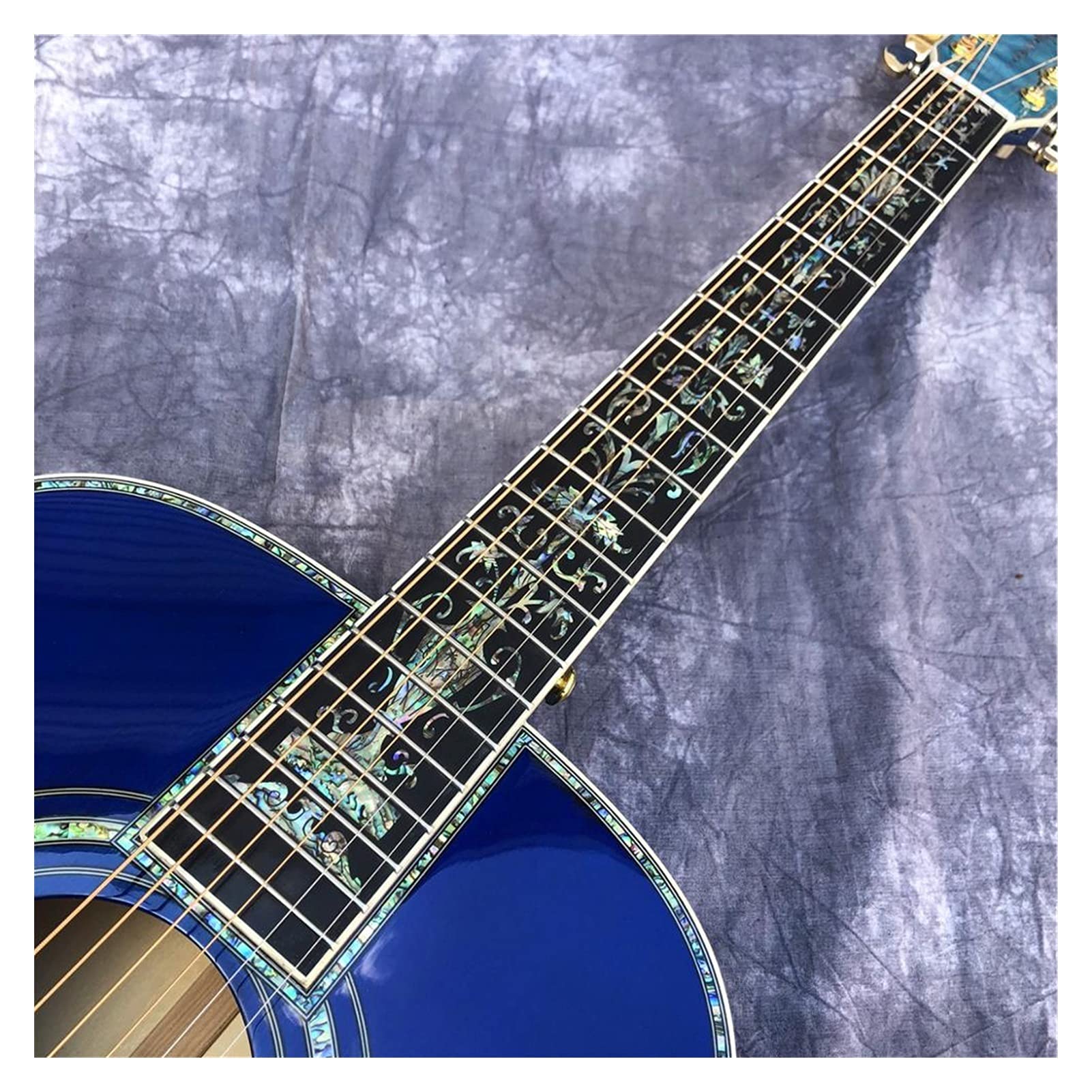 CJWSLYT Guitar Solid Spruce Top Style Acoustic Guitar, Ebony Fingerboard Blue Burst Maple Back and Sides Acoustic Guitar Electric Guitar (Color : Guitar, Size : 41 inches)