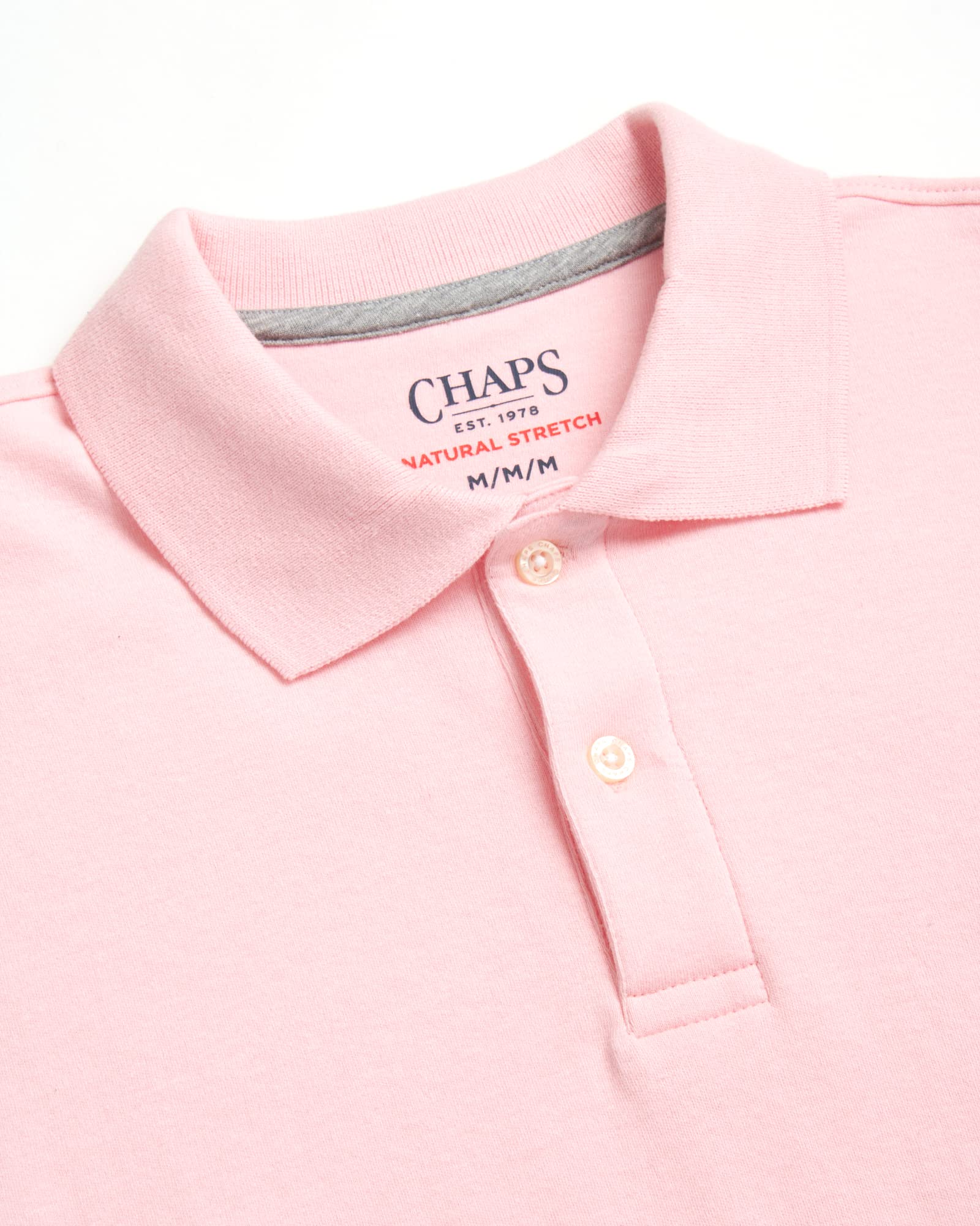 Chaps Men's Polo Shirt - Classic Fit Short Sleeve 2-Button Double Knit Cotton Polo Shirt (S-XL), Size Medium, Pink Carnation