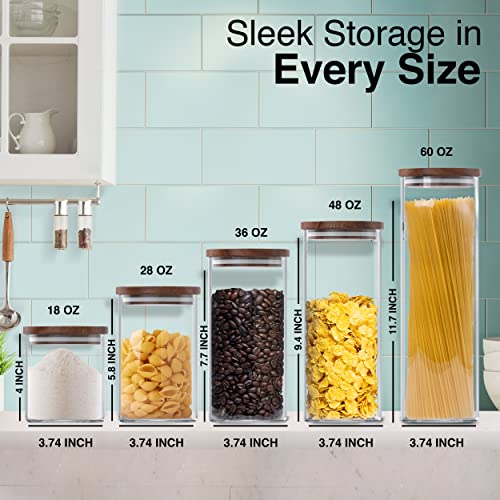 Essos Glass Jars with Wood Lid 1 Gallon Acacia Scoop Airtight Storage Container Jar Kitchen Canister for Food Flour Sugar