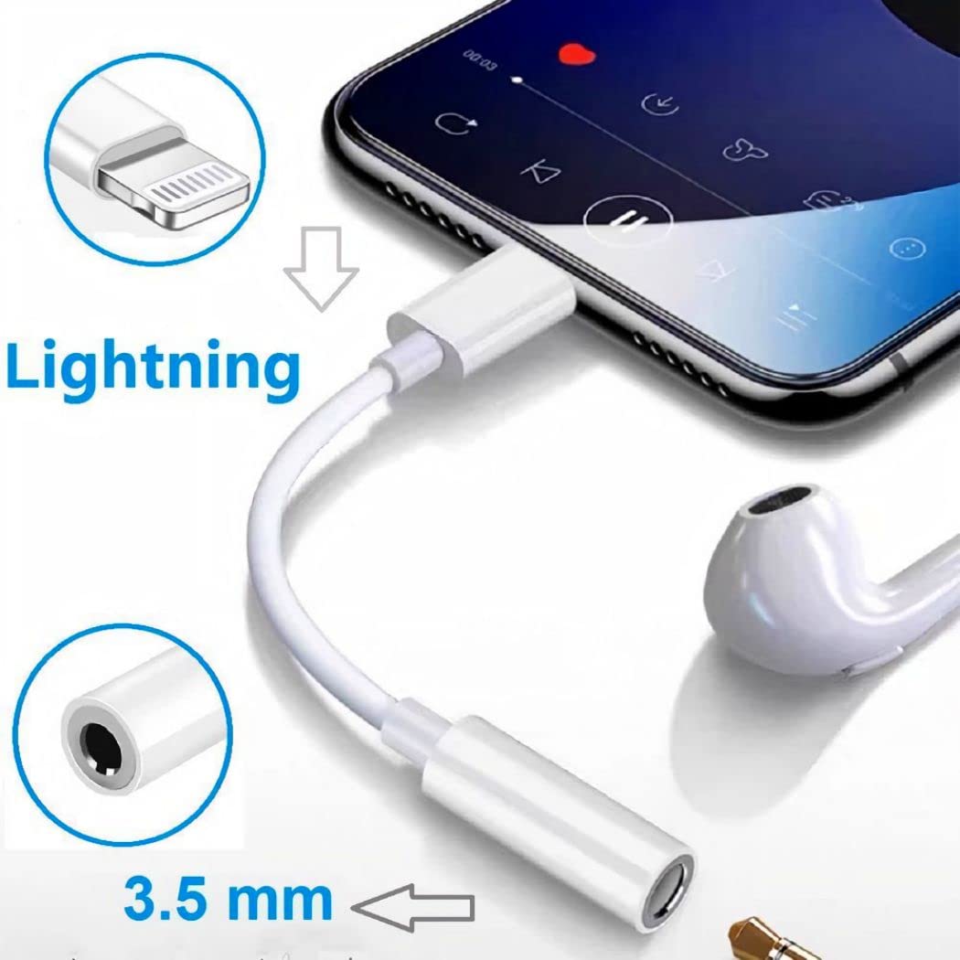 DESOFICON Lightning to 3.5mm Headphone Jack Adapter, 2 Pack, Supports All iOS Devices Sound, Easy to Use