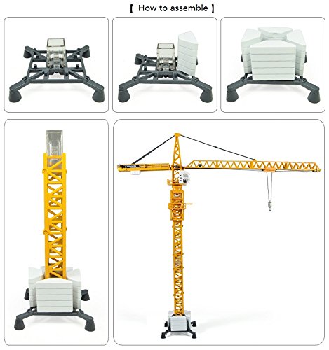 Tipmant Large Size Alloy Die-cast Model Toy Diecast Tower Slewing Crane Truck Vehicle Miniature Car 1:50 Gift for Kids Height 20 inch