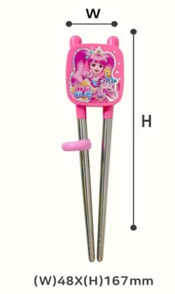 Generic TNB Teenieping Character Dinnerware Set with Case, Cutlery Set, Fork, Spoon, Tableware, Training Chopsticks for Beginners with Silicone Rings (Splashping), m, Pink, blue, purple