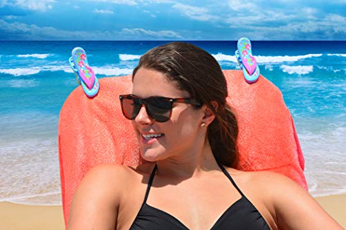 O2COOL Bocaclips - Beach Towel Clips for Beach Chairs, Patio and Pool Accessories - (Flip Flop) 2 Count