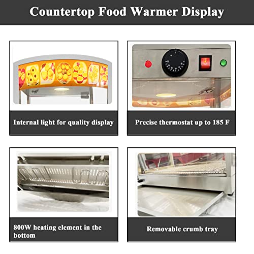 Countertop Food Warmer Display with Curved Glass Hot Display Case Commercial Heated Food Cabinet 5 Layers(14"(5 layer))