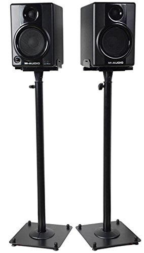 VideoSecu 2 Heavy Duty PA DJ Club Adjustable Height Satellite Speaker Stand Mount - Extends 26.5" to 47" (Compatible with Bose, Harmon Kardon, JBL, KEF, Klipsch, Sony, Yamaha, Pioneer and Others) 1B7