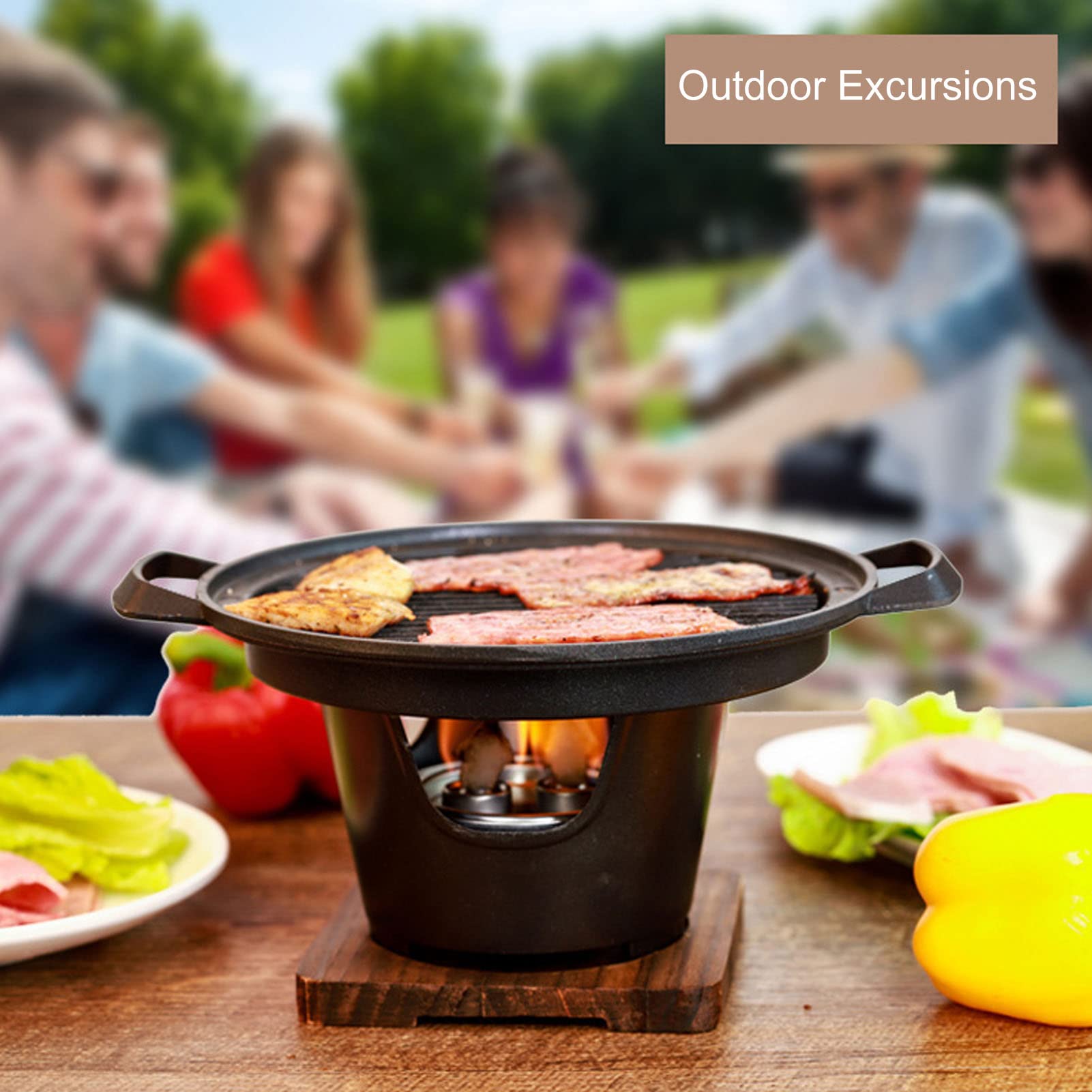 Barbecue Grill, Mini Hibachi Grill, Small Tabletop Grill Prevent Sticking Easy Cleaning Portable Smokeless Tabletop Charcoal Grill for One Person for Indoor