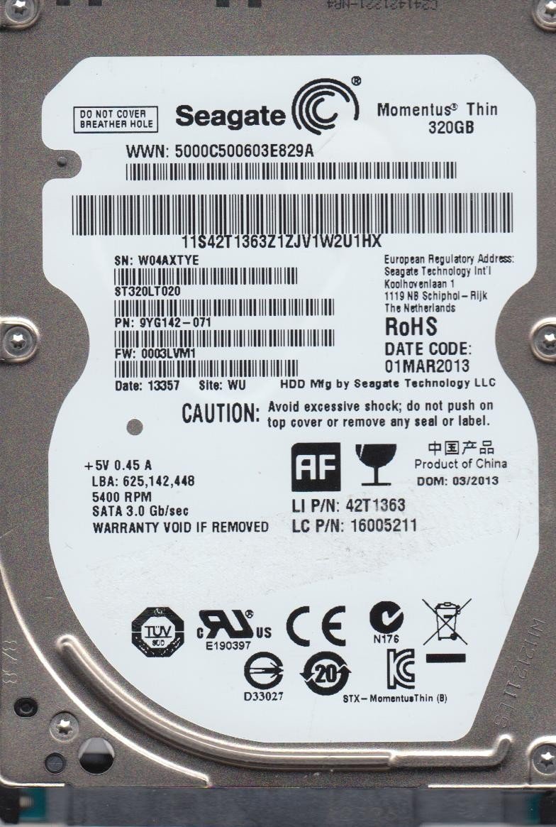 Seagate Momentus Thin ST320LT020 320 GB 2.5 Internal Hard Drive
