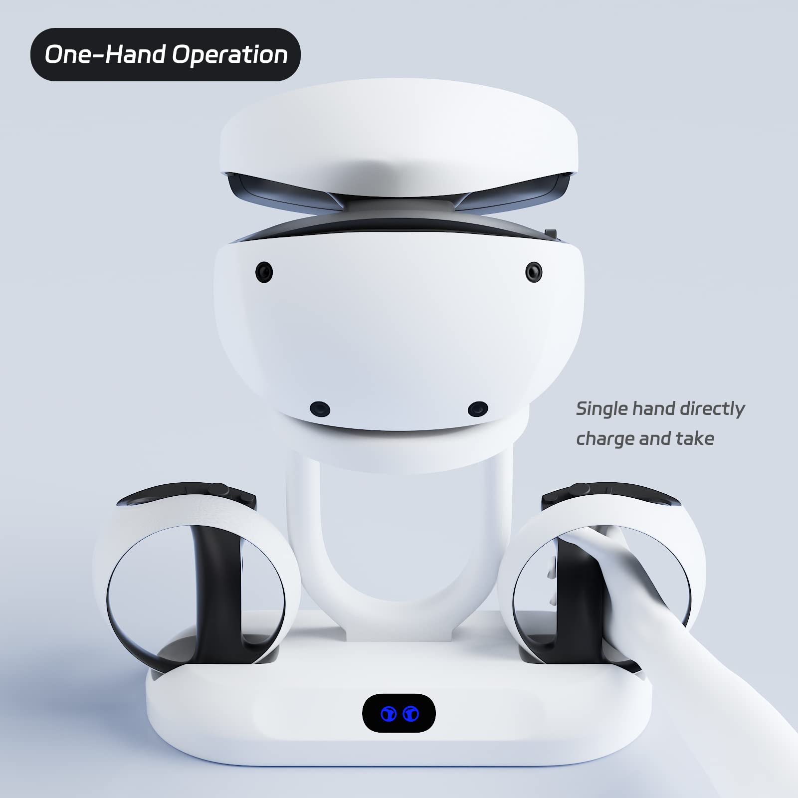 Charging Station with Headset Stand for PSVR 2, Playstation PS VR2 PS5 VR 2 Accessories, PSVR2 Controller Charger Dock (White)