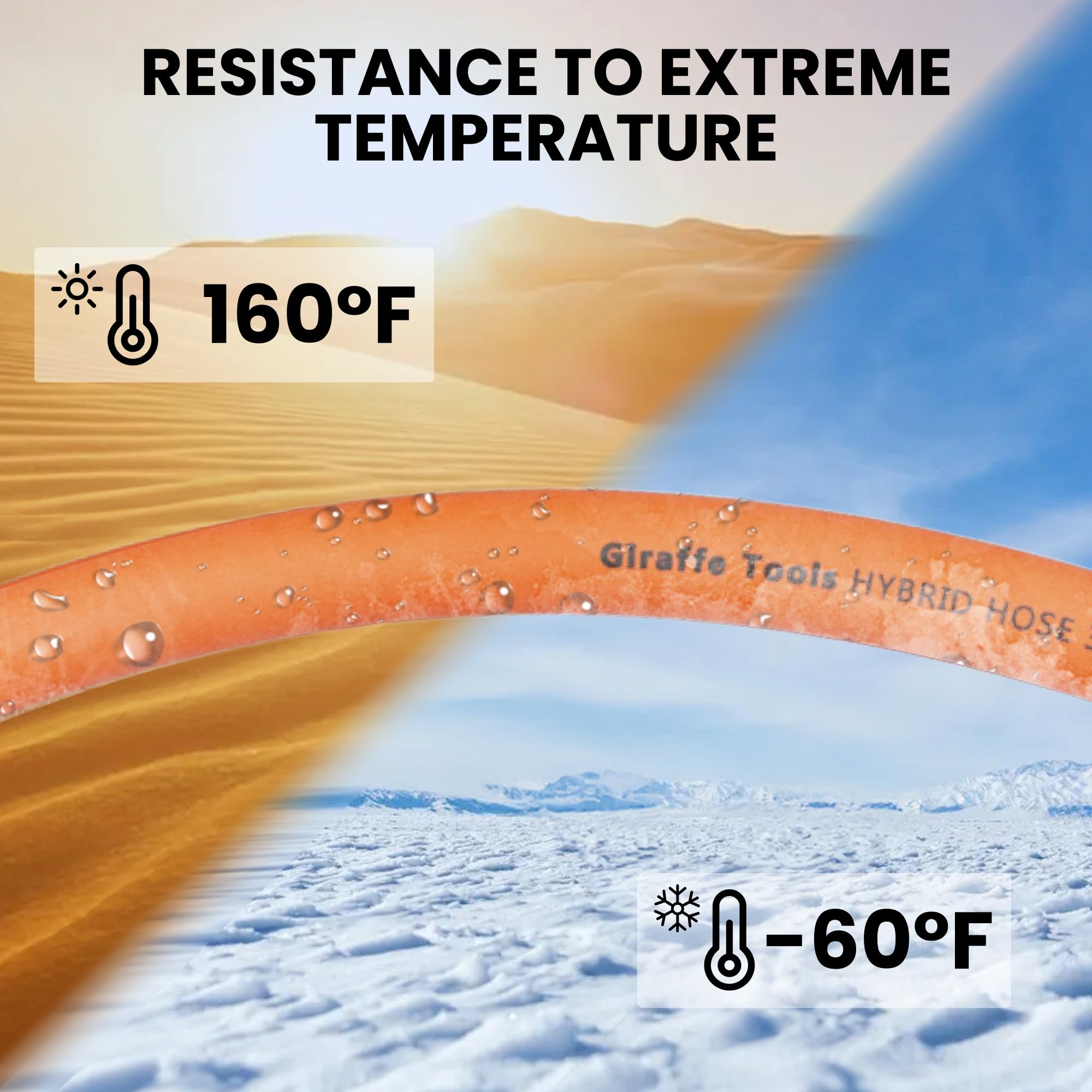 Giraffe Tools Air Hose, 3/8 inch x 50 ft Air Compressor Hose, 1/4 in. MNPT Fittings, Hybrid 300 PSI, Kink Resistant, Lightweight Lead-in Air Hose, All-Weather Flexibility, Orange