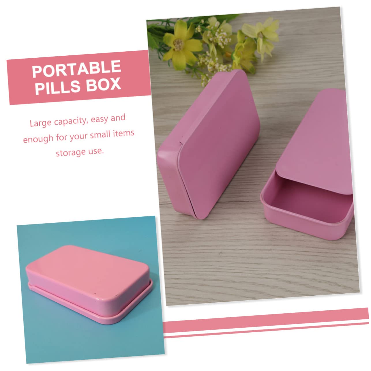 Ciieeo 8Pcs Boxes Pink push-pull box storage cubes with lid empty tin containers with containers with lids jewelry organizer tray metal storage organizer storage tank pill iron travel