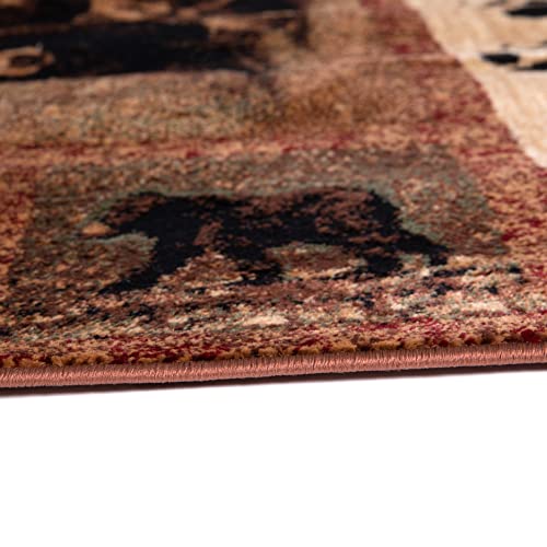 Masada Masada Rugs Kodiak Collection 6'x9' Cabin/Lodge Area Rug with Bear and Cub Scene