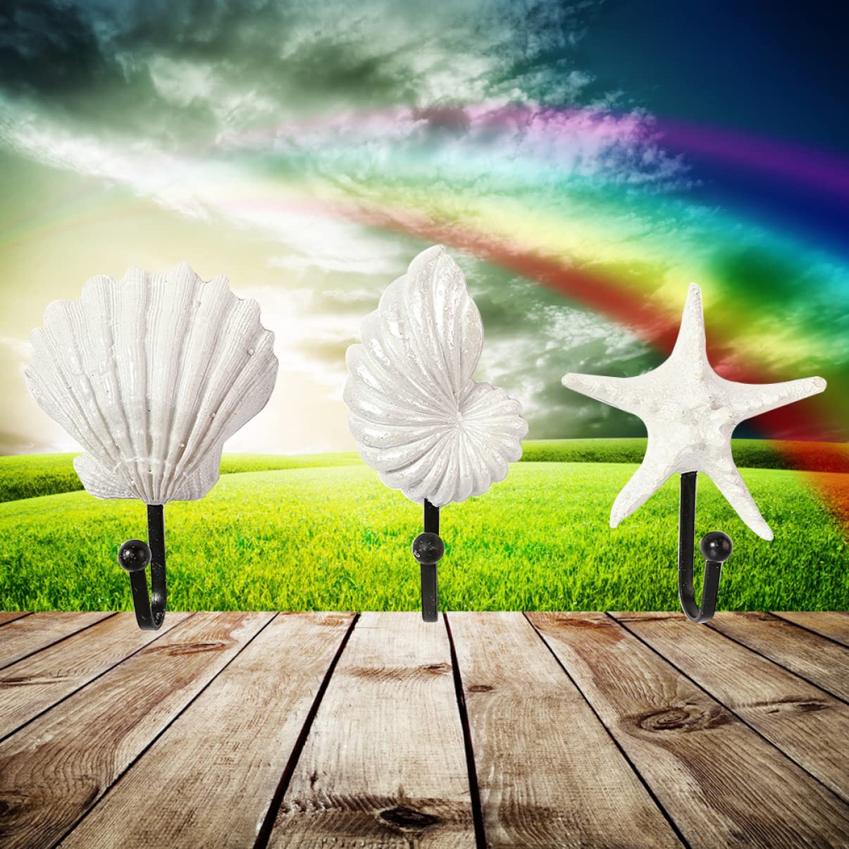 COHEALI Retro Decor Decor Coats Conch or Themed Hat Hanging Kitchen Clothes Hooks Hangers Decorations Beach Towel Star Bathroom Wall for Bedroom Towels Decorative Sea Coat Retro 3pcs
