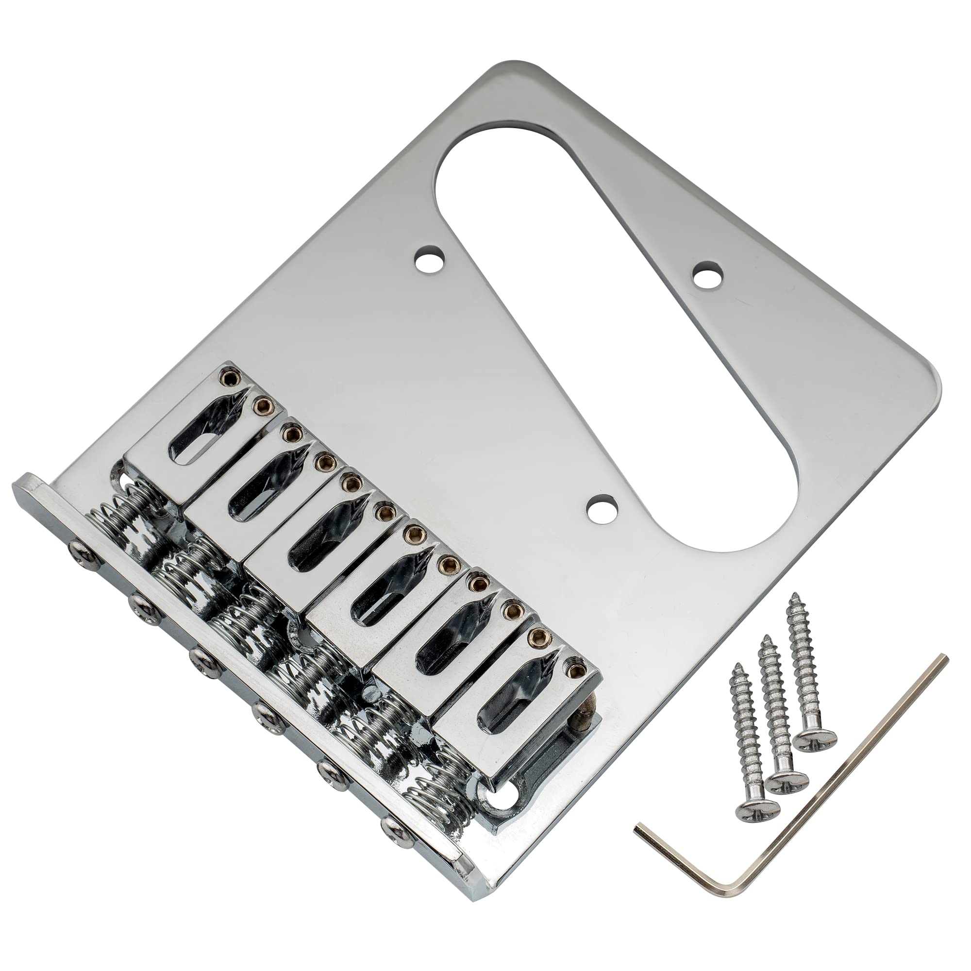 Musiclily Modern Guitar Telecaster Bridge Assembly with 6 Saddles for Fender Tele Style Electric Guitar Replacement, Chrome