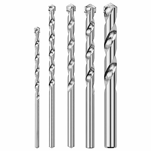 BOSCH BM5005 5-Piece Fast Spiral Rotary Masonry Carbide Tip Bits Assorted Set for Rotary Drilling Applications in Block, Brick, Masonry