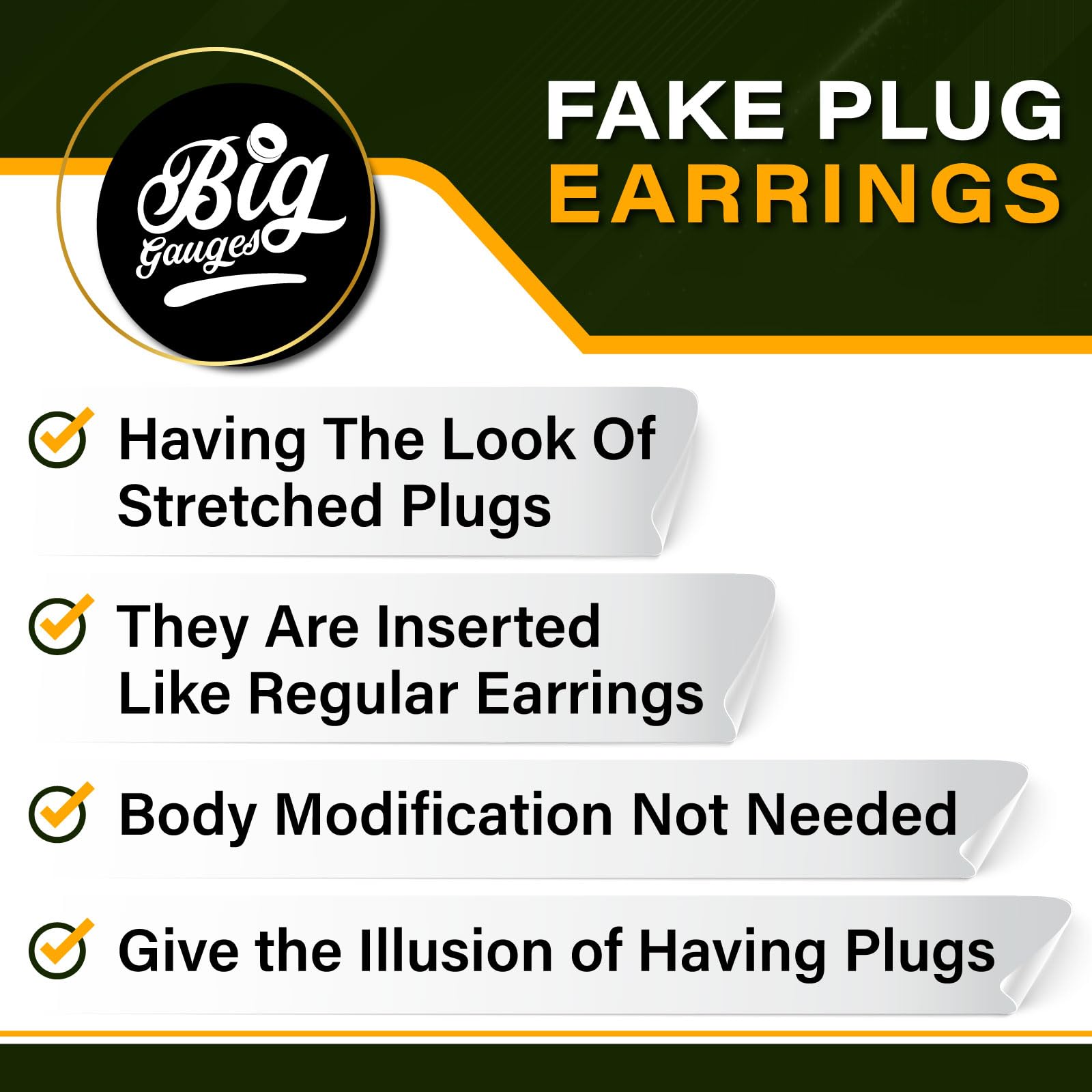 BIG GAUGES 2 Pairs Stainless Steel 16g Gauge 1.2mm Fake Plugs Black Anodized Piercing Jewelry Earring Lobe Screw Studs BG0671
