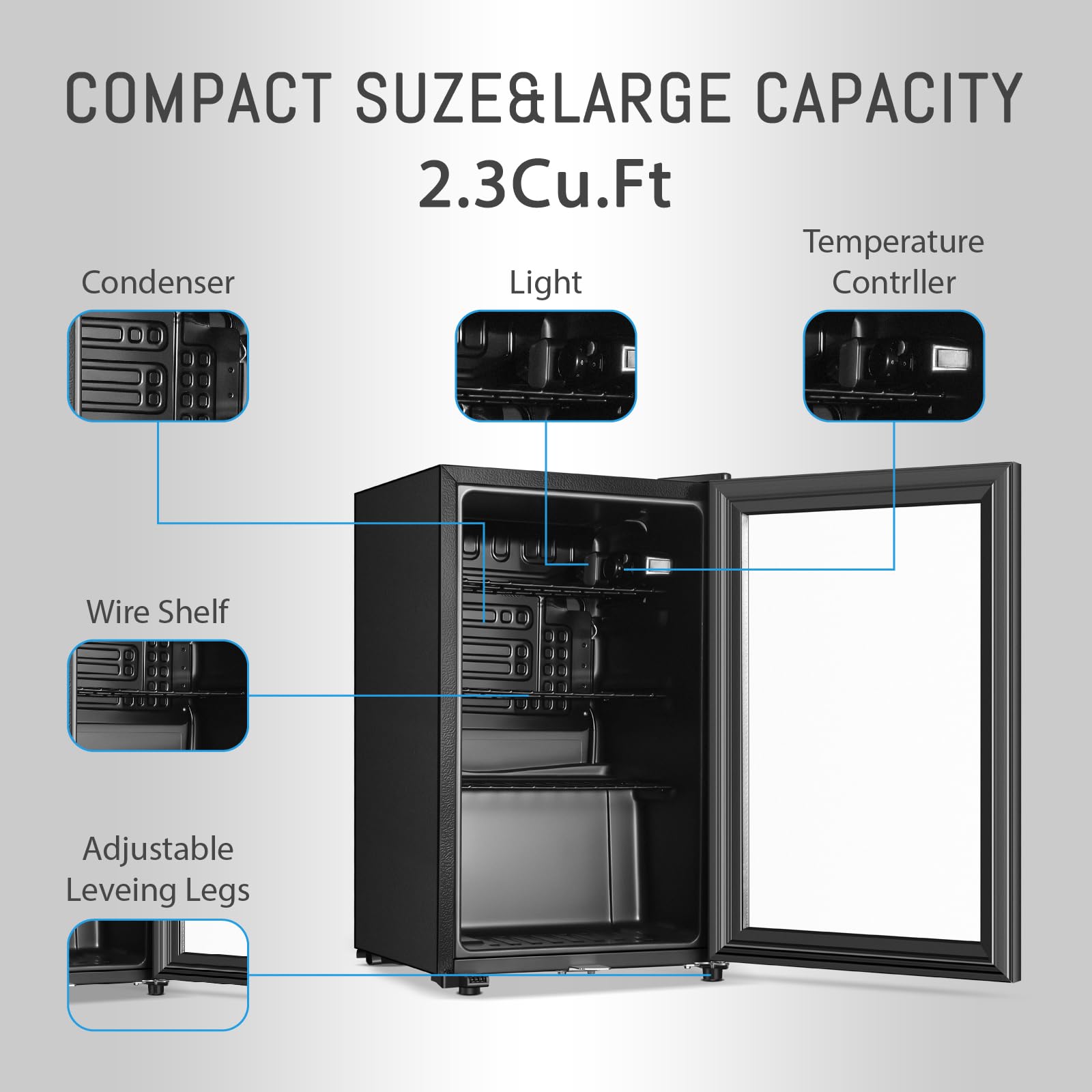 HAILANG Beverage Refrigerator With 80 Can,Freestanding Beverage Cooler For Office, Bar,Home|Double Glass Door&Adjustable Shelving…