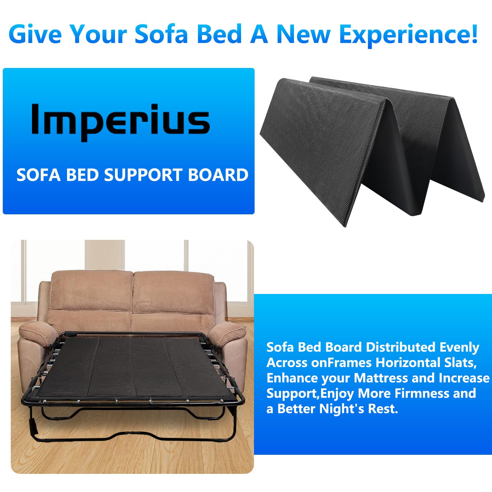 ImperiusÂŽ Sleeper Sofa Bed Support Board,Sleeper Sofa Support for Sofa Bed Slats,Sleep Sofa Bar for Sofa Bed or Pullout Couch,No Assembly Needed (Full 48x48)