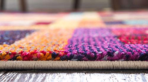 Unique Loom Estrella Collection Colorful, Geometric, Squares Modern, Abstract Area Rug, Rectangular 5' 0" x 8' 0", Multi/Beige